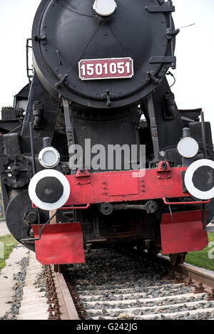 Front View of an Old Steam Locomotive in Antique Sepia Colors Stock ...