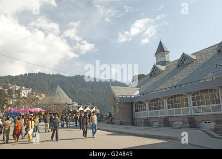 Old colonial buildings at the Mall, Shimla, Himachal Pradesh, India ...