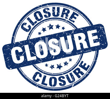 Closure blue grunge round stamp on white background Stock Photo - Alamy