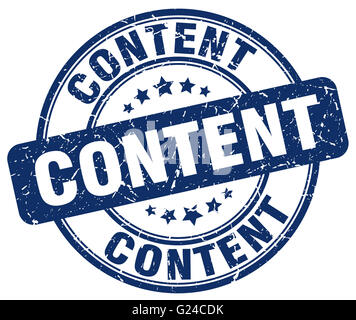 Content blue round grungy vintage rubber stamp Stock Photo - Alamy