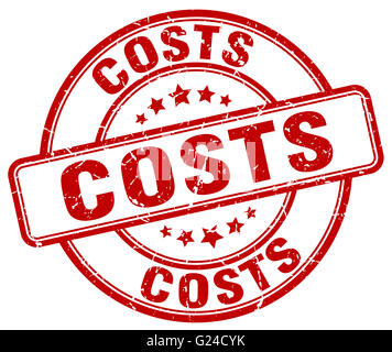 costs round red sticker isolated on white Stock Photo - Alamy
