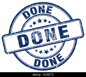 done blue round grunge vintage ribbon stamp Stock Photo - Alamy