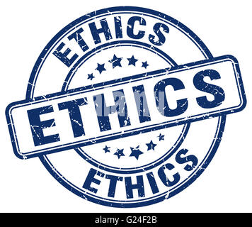 ethics round blue sticker isolated on white Stock Photo - Alamy