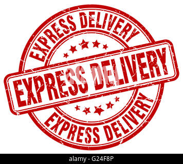 express round red sticker isolated on white Stock Photo - Alamy