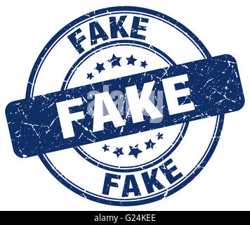 fake blue grunge round vintage rubber stamp Stock Photo - Alamy