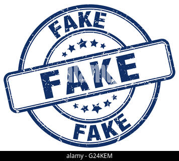 fake blue round grunge vintage ribbon stamp Stock Photo - Alamy