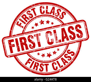 FIRST CLASS red Rubber Stamp over a white background Stock Photo - Alamy