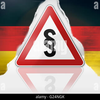 A road warning sign in Germany: Falling rocks from the left Stock Photo ...