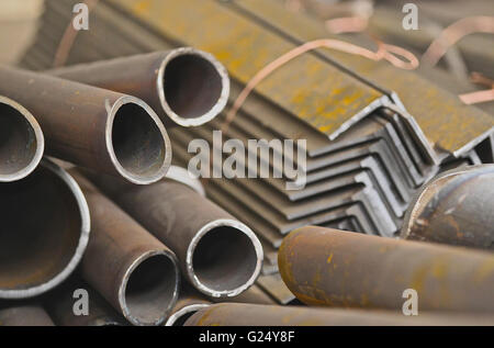 pipes and angles made to create steel structures Stock Photo - Alamy
