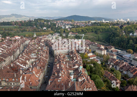 A view of medeival Bern from the tower of the Bern Reformed Catedral ...