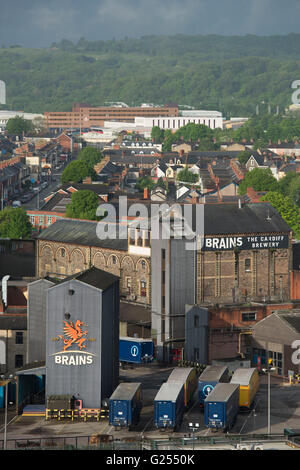 General aerial view of Brains Brewery in Cardiff, South Wales Stock ...