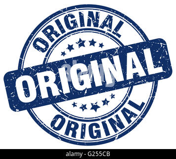 Original blue round grungy stamp isolated on white background Stock ...