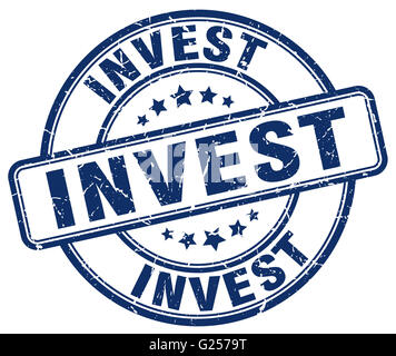 invest blue grunge vintage stamp isolated on white background Stock ...