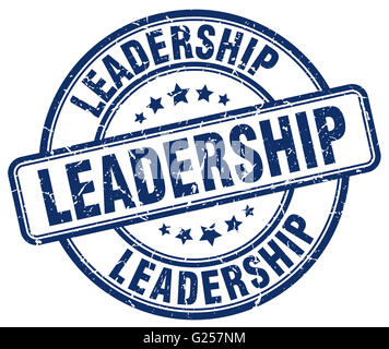 leadership blue grunge vintage stamp isolated on white background Stock ...