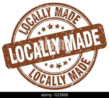 locally made brown grungy stamp on white background Stock Photo - Alamy