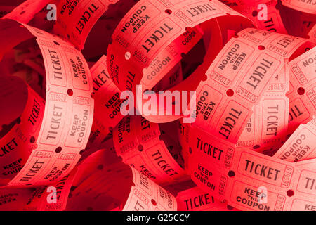 Unwound Messy Roll of Red Tickets Piled Up Stock Photo - Alamy