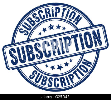 subscription blue grunge round vintage rubber stamp Stock Photo - Alamy