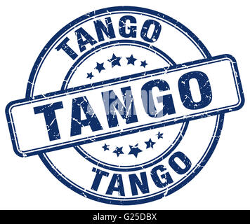 tango blue round grunge vintage ribbon stamp Stock Photo - Alamy