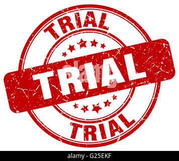 trial round red sticker isolated on white Stock Photo - Alamy
