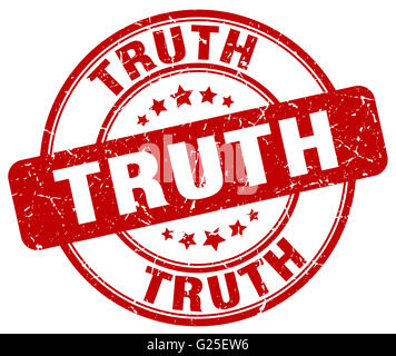 truth round red sticker isolated on white Stock Photo - Alamy