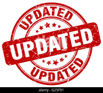 updated red grunge round vintage rubber stamp Stock Photo - Alamy