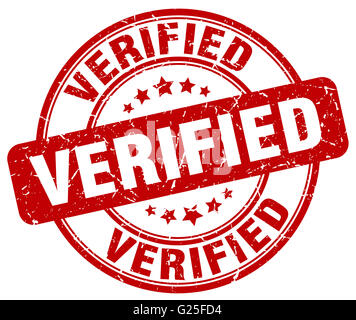verified red grunge round vintage rubber stamp Stock Photo - Alamy