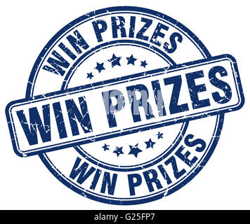 win prizes blue grunge vintage stamp isolated on white background Stock ...