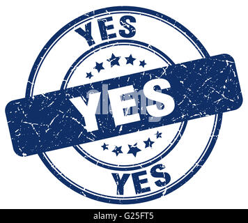 yes blue grunge vintage stamp isolated on white background Stock Photo ...