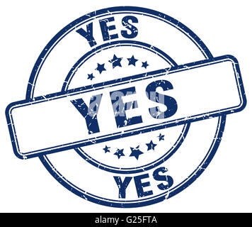 yes blue grunge vintage stamp isolated on white background Stock Photo ...