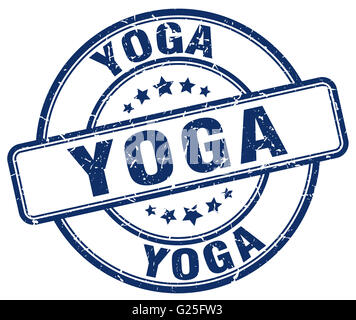 yoga blue grunge vintage stamp isolated on white background Stock Photo ...