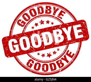 goodbye red round grunge vintage ribbon stamp Stock Photo - Alamy