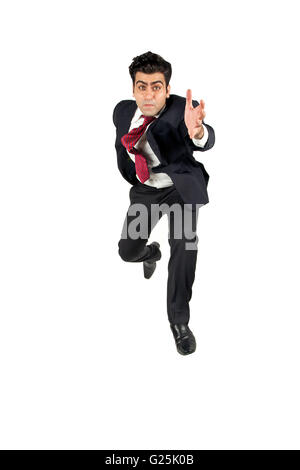 Business man jumping and running forward Stock Photo - Alamy
