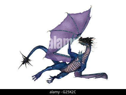3D rendering of a blue fantasy dragon isolated on white background ...