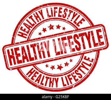 healthy lifestyle red grunge round vintage rubber stamp Stock Photo - Alamy
