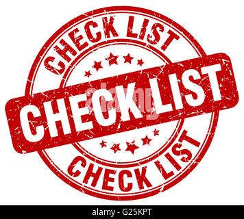 check list red grunge vintage stamp isolated on white background Stock ...