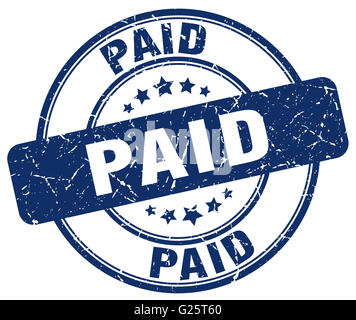 Paid grunge blue round stamp Stock Photo - Alamy