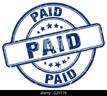 Paid grunge blue round stamp Stock Photo - Alamy
