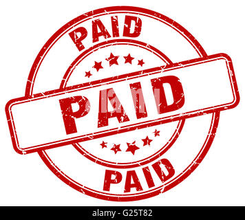 paid red round grunge vintage ribbon stamp Stock Photo - Alamy