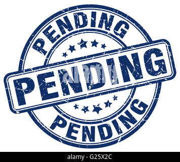 pending round blue sticker isolated on white Stock Photo - Alamy