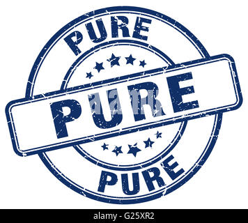 pure blue round grunge stamp on white Stock Photo - Alamy
