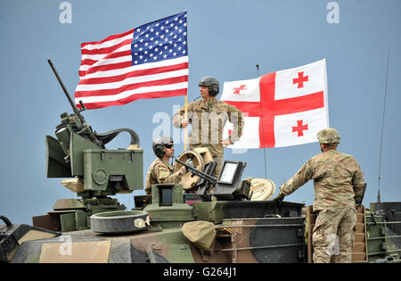 Tbilisi, Georgia. 24th May, 2016. Soldiers are seen on the last day of ...