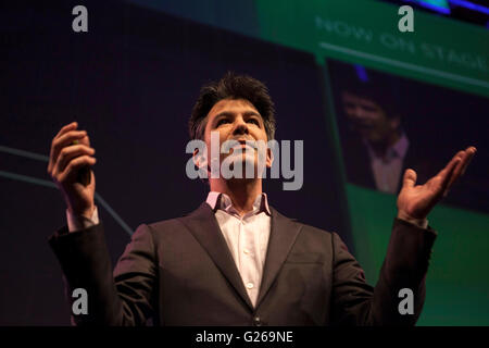Travis Cordell Kalanick, co-founder of Uber, gives a speech at Startup ...
