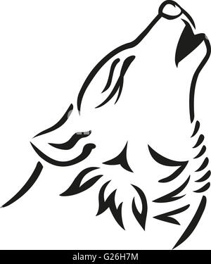 Wolf silhouette howling Stock Photo - Alamy