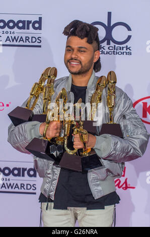 Recording artist The Weekend poses in the press room at the 2016 ...