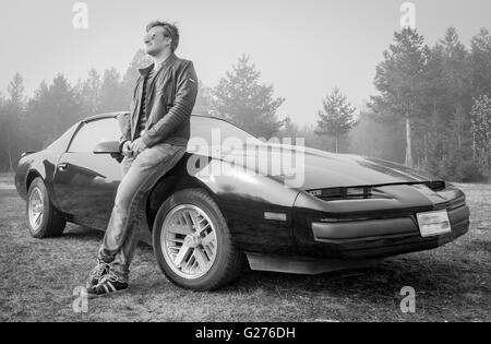 Proud owner with his sports car, Pontiac Firebird Stock Photo - Alamy