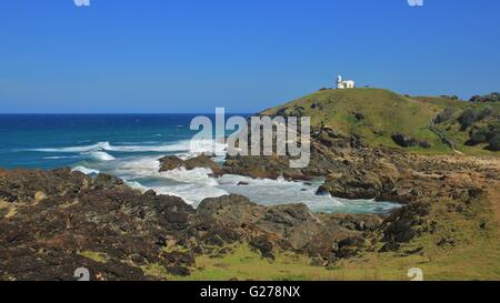 Pacific coast in Port Macquarie, small lighthouse Stock Photo - Alamy