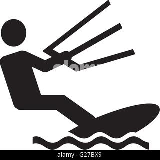 Kiteboarding Icon Kitesurfing Kite Boarding Surfing Sports Vector Black ...