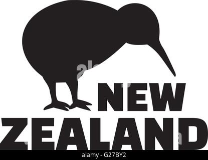 New Zealand Kiwi Bird Logo or tattoo with Maori Style Koru icon Design ...