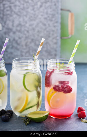 Variety of lemonade in jars Stock Photo - Alamy
