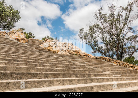 Amphitheater seating and steps with boulders at Mt. Helix Park in La ...